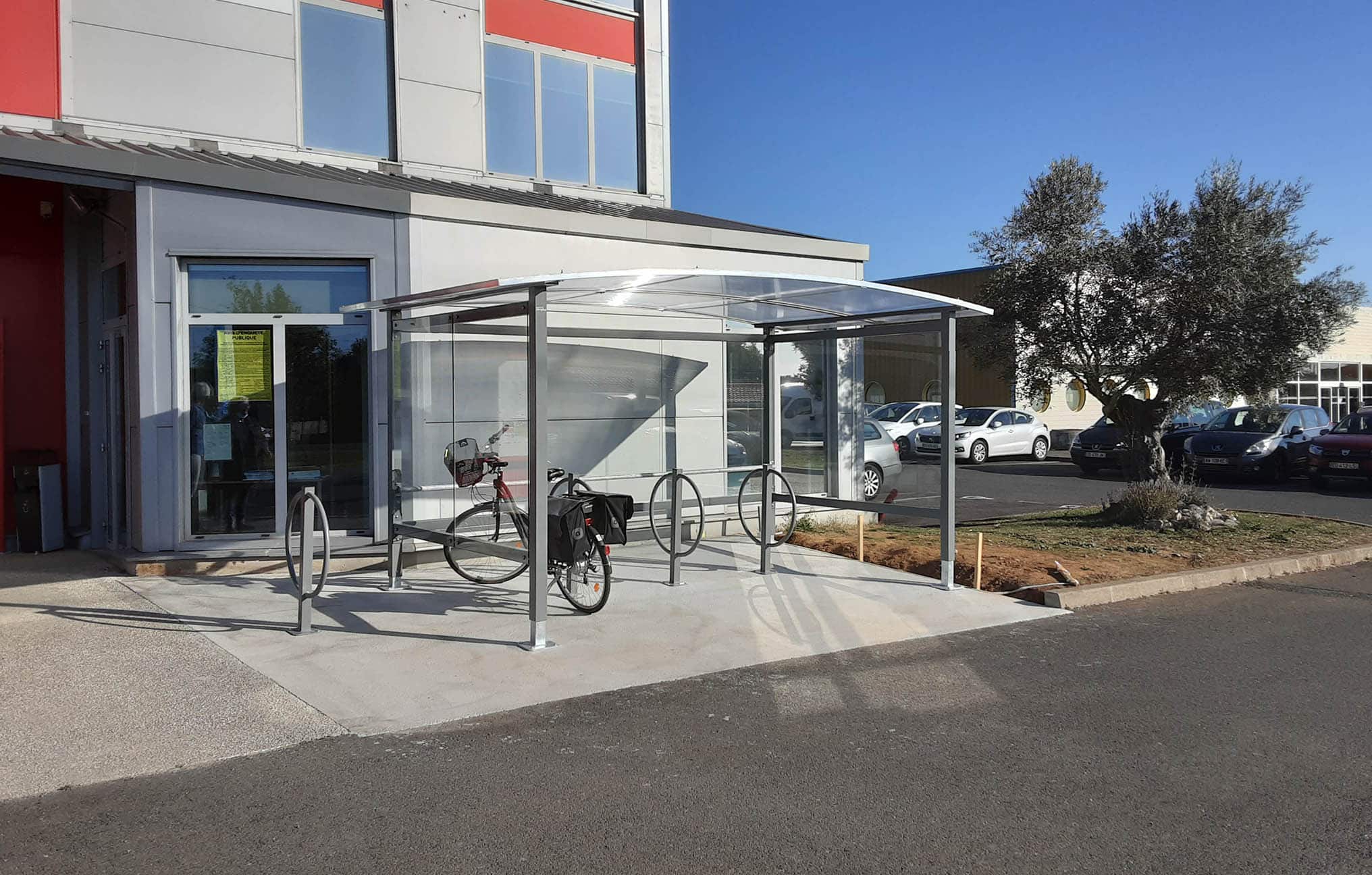 Garage à vélos - Toit transparent - Modèle Viadène acier